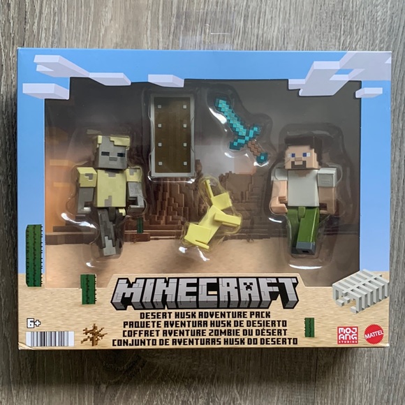 Minecraft | Toys | Mattel Minecraft Desert Husk Adventure Pack Steve ...